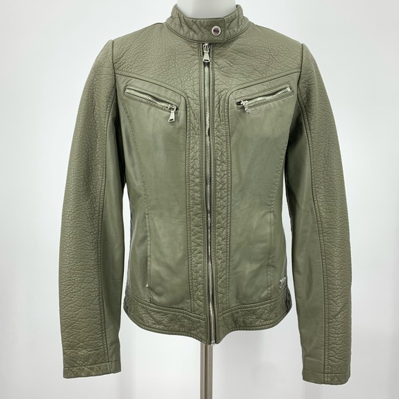 Guess | Jackets & Coats | Guess Leather Green Jacket | Poshmark